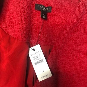 Talbots | Jackets & Coats | Talbots Red Fringe Trim Sweater Jacket ...